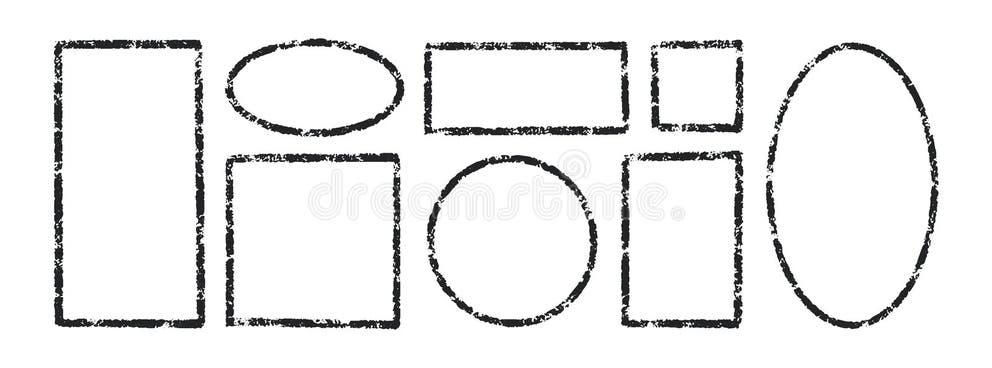 Chalk Rectangle and Oval Frames Set. Hand Drawn Pencil Square and ...