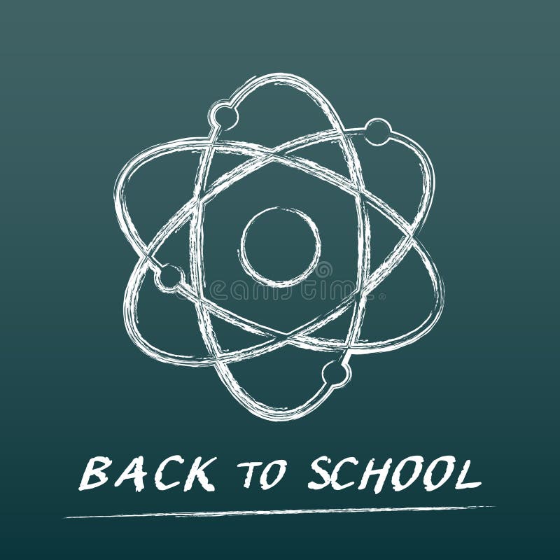 Chalk Science Atom Icon. Back To School. Green Blackboard. Vector ...