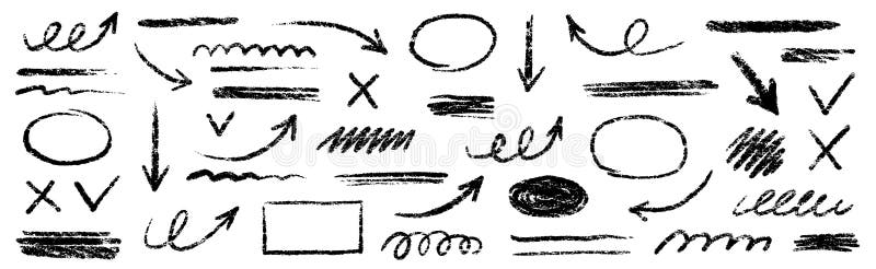 Chalk Scribble Arrow, Line Brush Set. Crayon Arrow, Underline ...