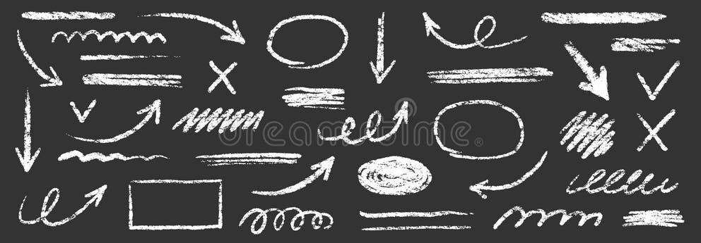 Chalk Scribble Arrow, Line Brush Set. Crayon Arrow, Underline ...