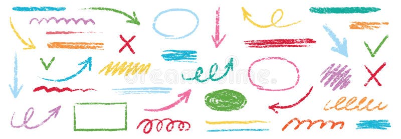 Chalk Scribble Arrow, Line Brush Set. Crayon Arrow, Underline ...