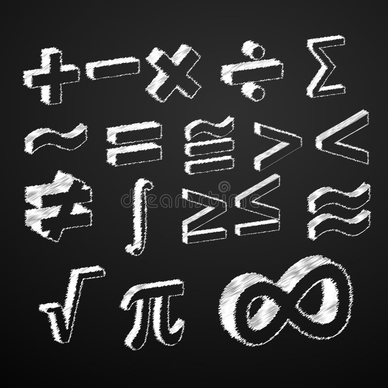 Chalk Scribble Math Symbol Set Stock Illustration - Illustration of ...