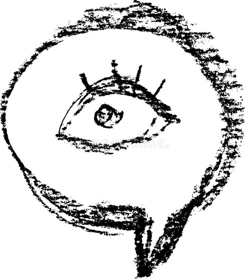Chalk Sketch Eye in Speech Bubble Vector Icon Stock Vector ...
