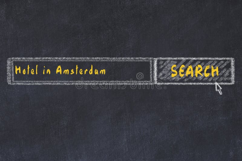Chalk Sketch of Search Engine. Concept of Searching and Booking a Hotel ...