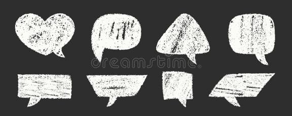 Chalk Speech Bubbles Vector Set. Crayon Scribble Talking Clouds Shapes ...