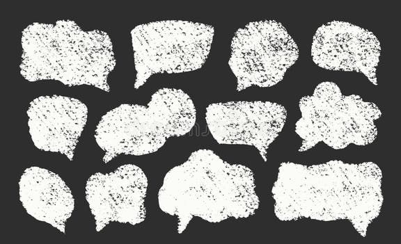 Chalk Speech Bubbles Vector Set. Crayon Scribble Talking Clouds Shapes ...