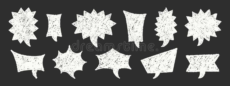 Chalk Speech Bubbles Vector Set. Crayon Scribble Talking Clouds Shapes ...