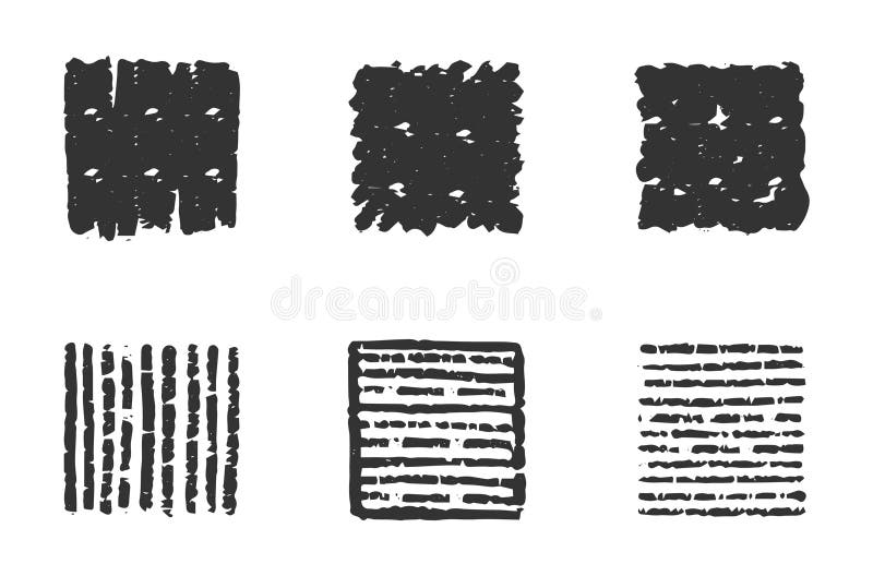 Chalk Squares and Boxes. Crayon Hand Drawn Pencil Frames. Charcoal ...