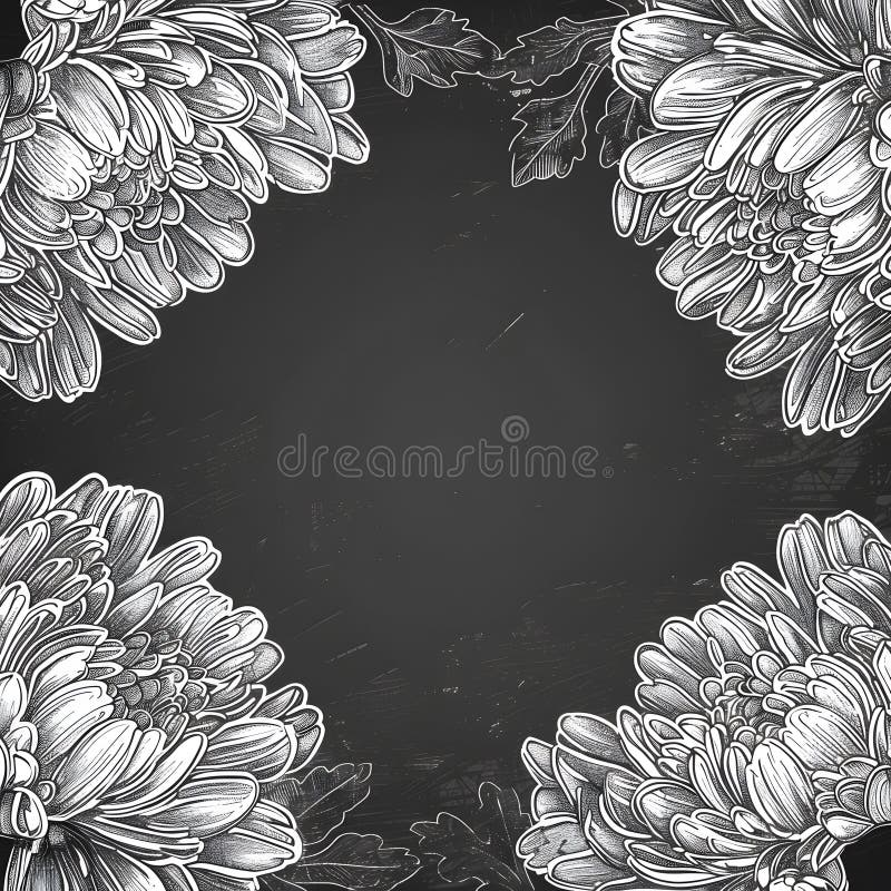 Chalk-Style Chrysanthemum Frame with Text Space Stock Illustration ...