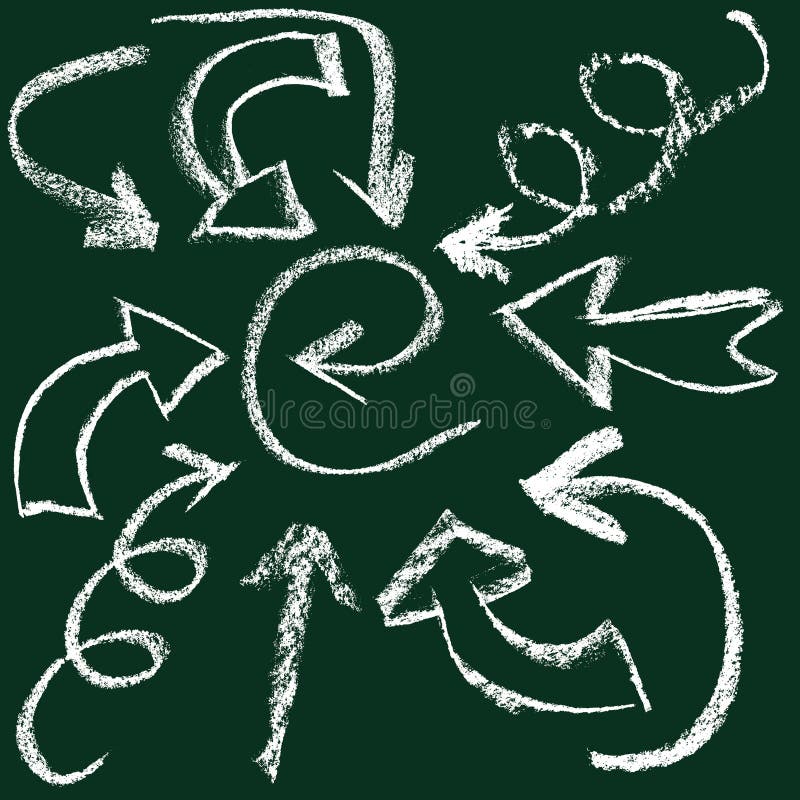 Chalk Texture Arrow Sign Set Stock Vector - Illustration of sketch ...