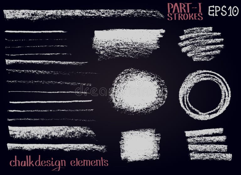 Chalk Texture Design Elements Lines, Stripes, Strokes, Round and ...