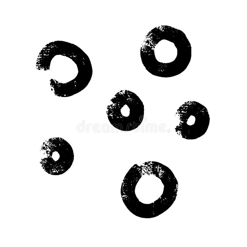 Chalk Textured Bold Sketch Hand Drawn Brush Scribble Circles Shape on ...