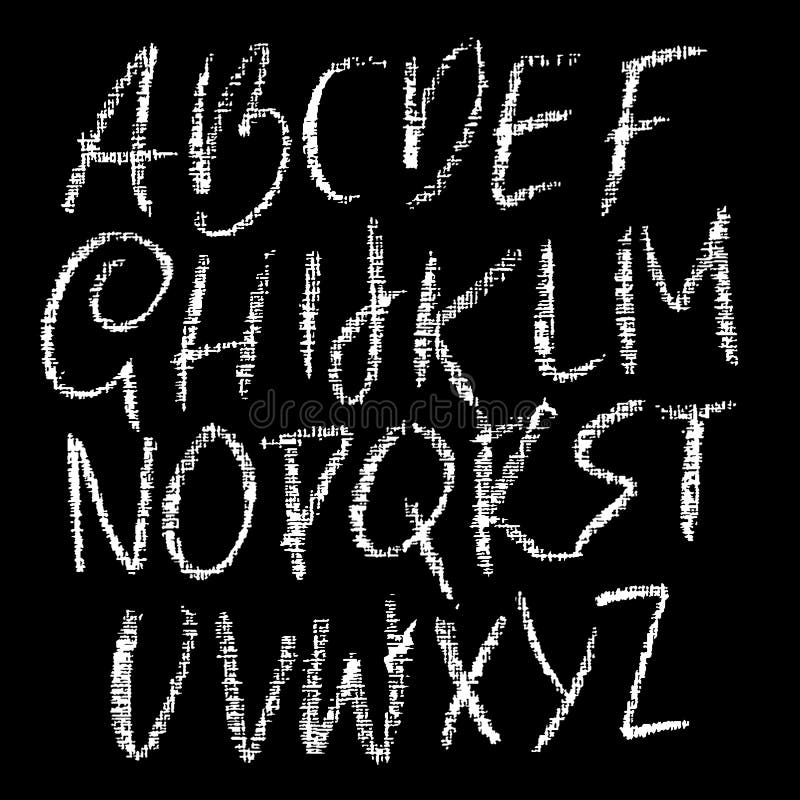 Chalk Textured Font. Grunge Script on Chalkboard. Vector Calligraphy ...