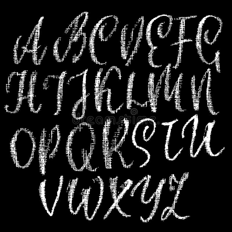 Chalk Textured Font. Grunge Script on Chalkboard. Vector Calligraphy ...
