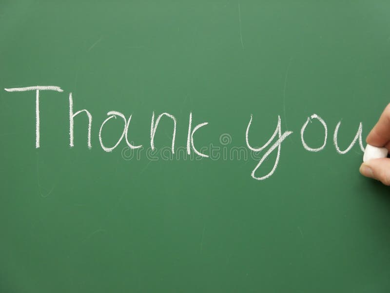 Chalk Thank You on Green stock image. Image of green, sign - 3966553
