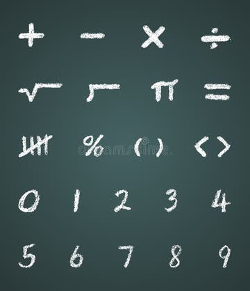 Chalk Vector Math Symbols and Numbers Stock Vector - Illustration of ...