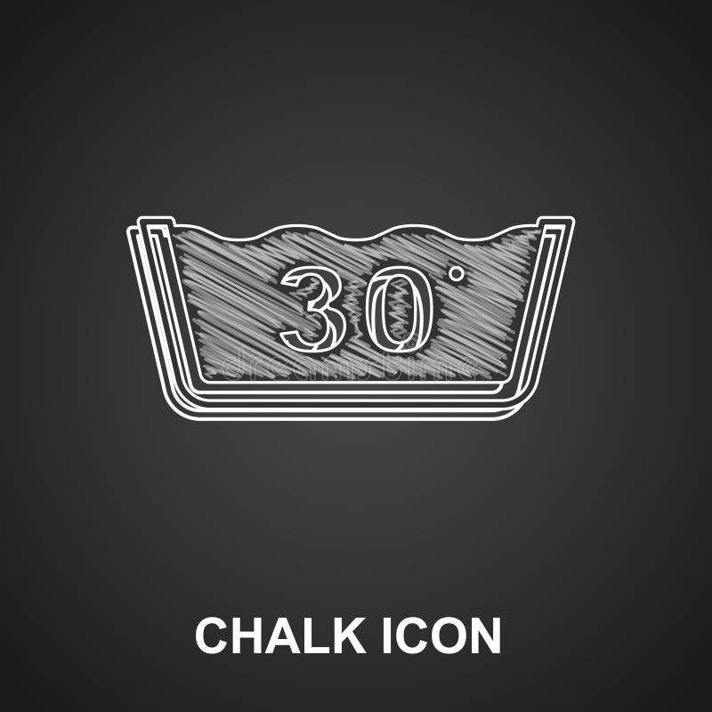 Chalk Washing Under 30 Degrees Celsius Icon Isolated on Black ...