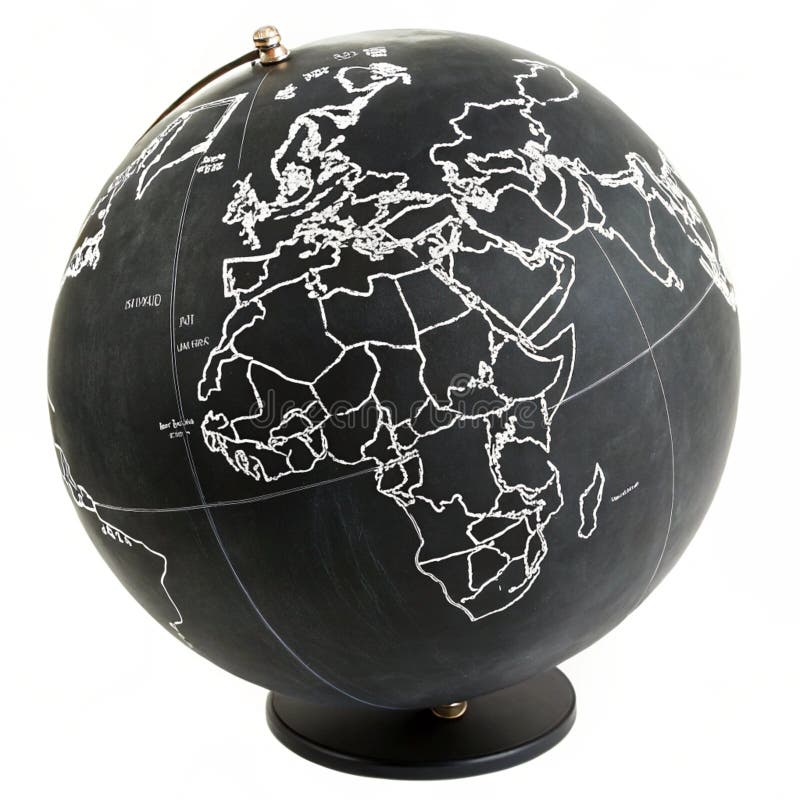 Chalk World Map on a Blackboard Globe Stock Illustration - Illustration ...