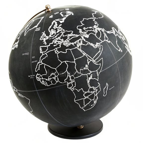 Chalk World Map on a Blackboard Globe Stock Illustration - Illustration ...