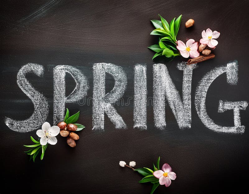 Chalk Writing of the Word Spring Stock Illustration - Illustration of ...