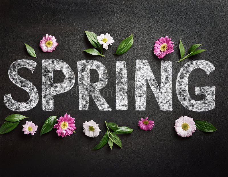 Chalk Writing of the Word Spring Stock Illustration - Illustration of ...