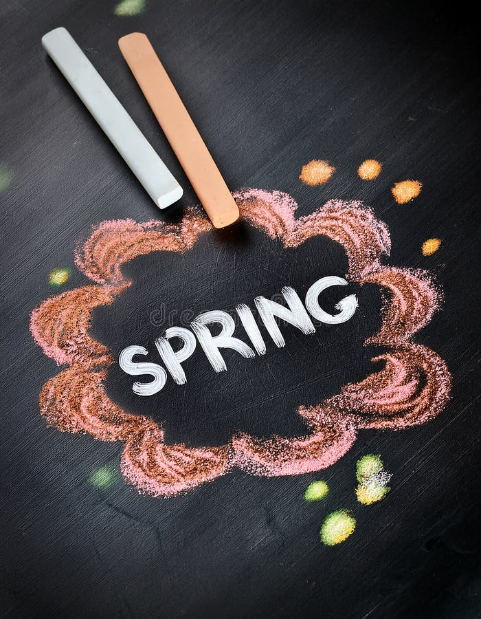 Chalk Writing of the Word Spring Stock Illustration - Illustration of ...
