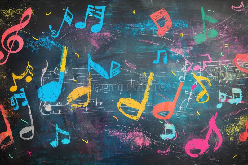 A Chalkboard Adorned with Bright Brushstrokes Intermingled with Various ...