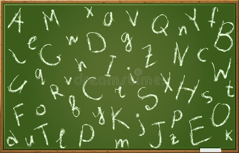 Chalkboard with Alphabet in Random Order Stock Vector - Illustration of ...