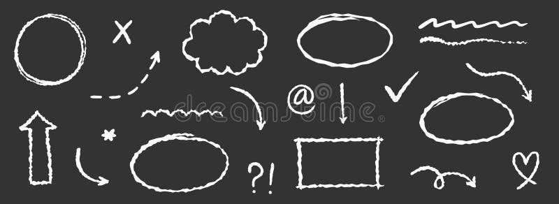 Chalkboard Arrow, Underline Element Vector Set. Hand Drawn Sketch Style ...