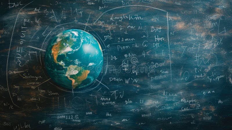 Chalkboard Atlas: Exploring Earth. Generative Ai. Stock Illustration ...