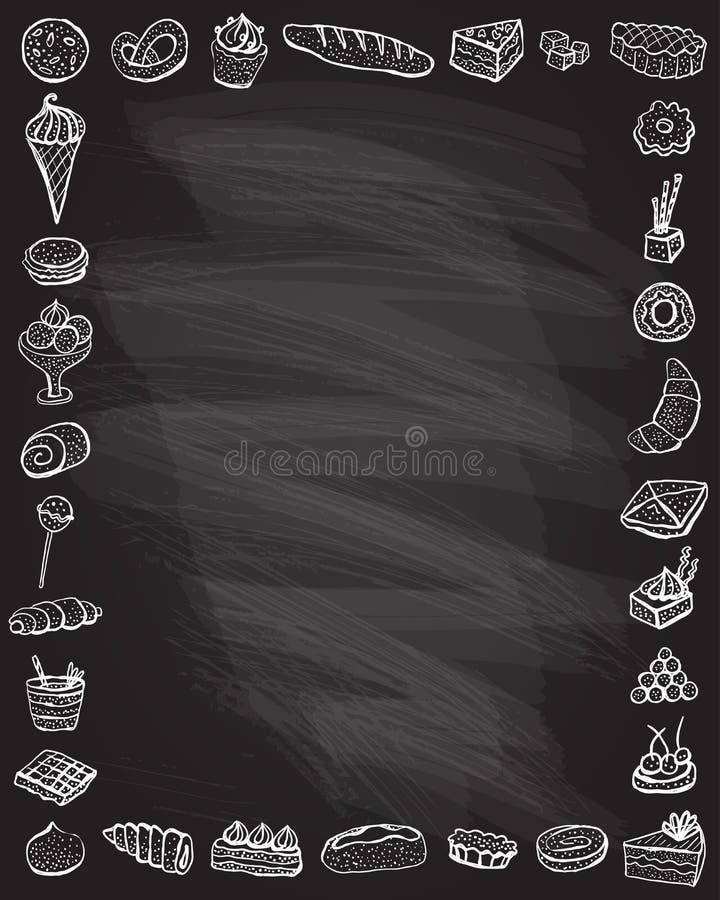 Chalkboard Backdrop and Chalk Frame with Baked Goods Stock Vector ...