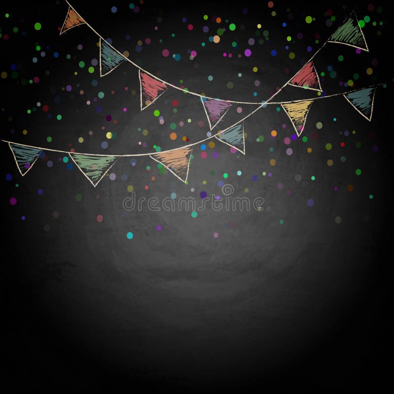 Chalkboard Background with Drawing Bunting Flags Stock Illustration ...