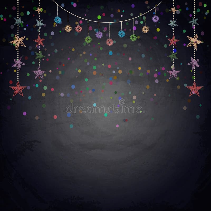 Chalkboard Background with Drawing Bunting Stars Stock Illustration ...
