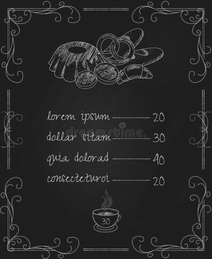 Chalkboard bakery menu stock vector. Illustration of drawn - 45547182