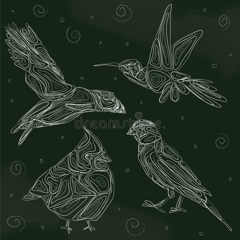 Chalkboard birds stock vector. Illustration of fashion - 66838041