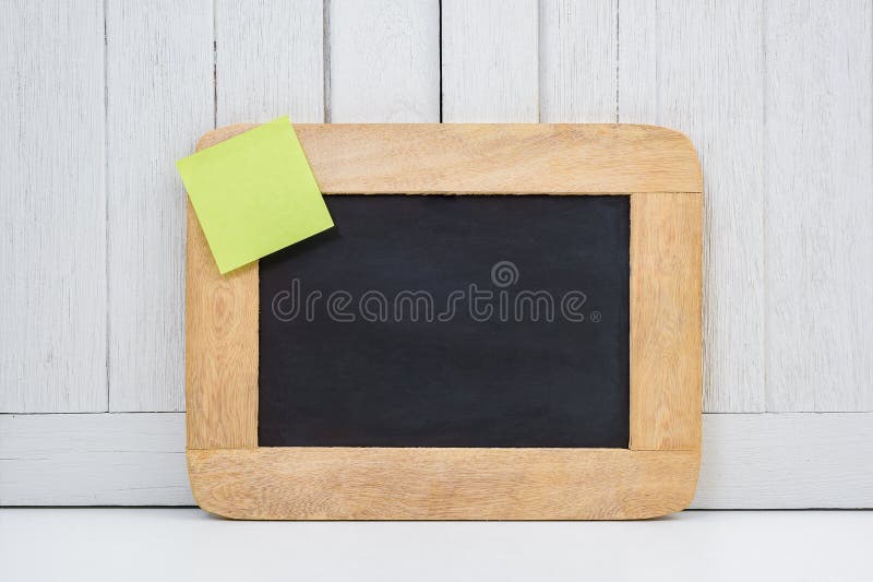 Chalkboard and Blank Sticky Note, Post Note or Post-it on Office Stock ...