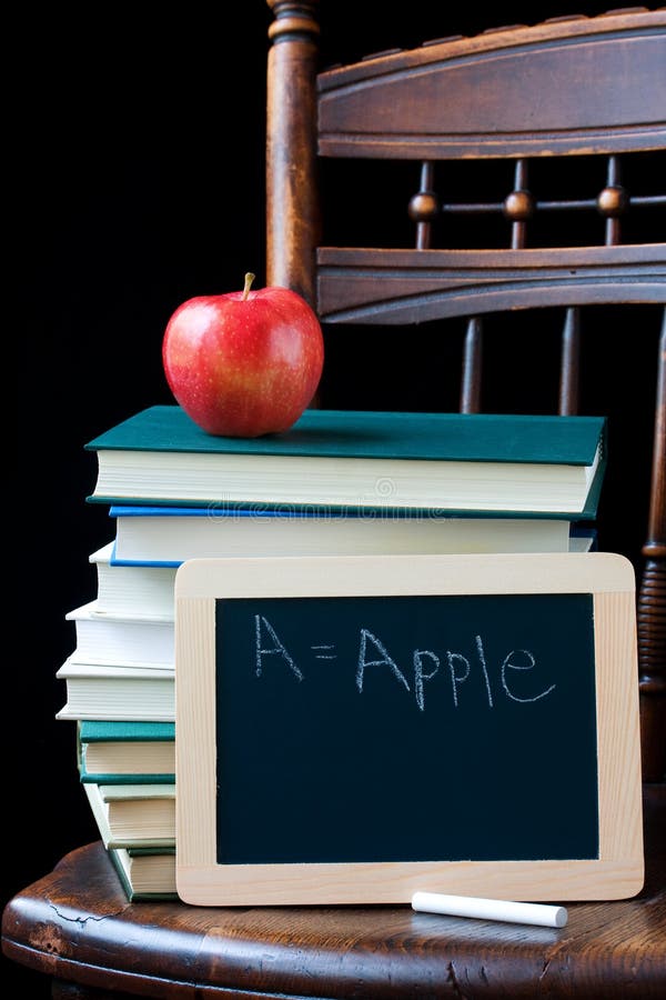 Chalkboard and books stock image. Image of back, teach - 10017103
