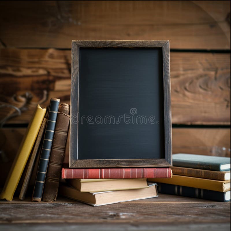 Chalkboard and Books Essential Elements for Back To School Concept ...