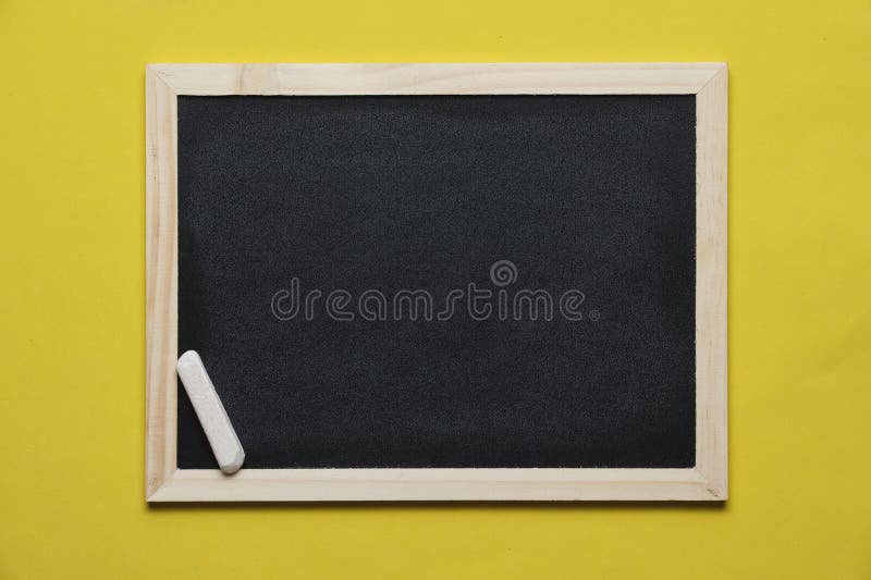 Chalkboard with Chalk on Bright Yellow Background. Stock Image - Image ...