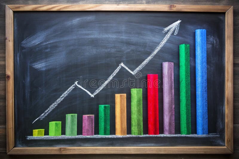 Chalkboard with a Colorful Growth Chart Stock Illustration ...
