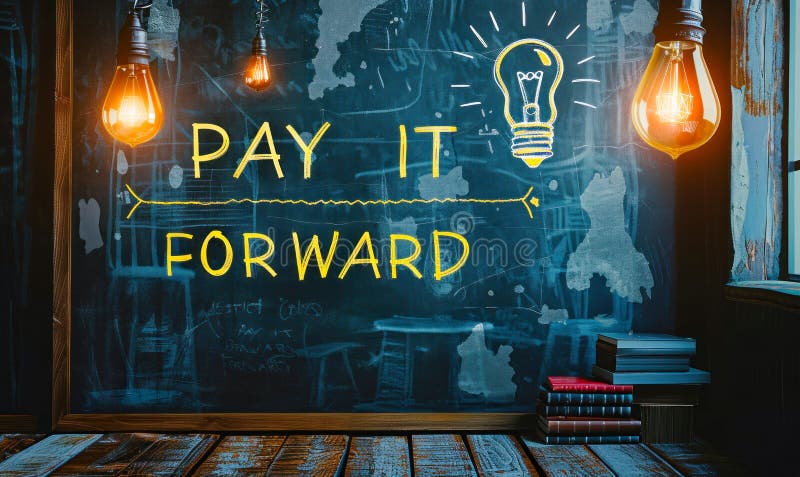 Chalkboard Concept with Lightbulbs and Highlighted PAY it FORWARD ...