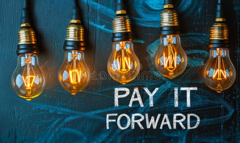 Chalkboard Concept with Lightbulbs and Highlighted PAY it FORWARD ...