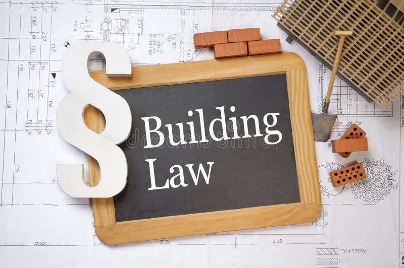 Chalkboard on a Construction Plan with Paragraph and Building Law Stock ...