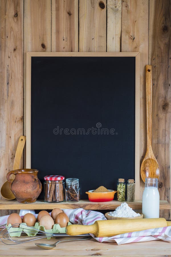 Chalkboard with Copy Space and Pastry Ingredients Stock Image - Image ...