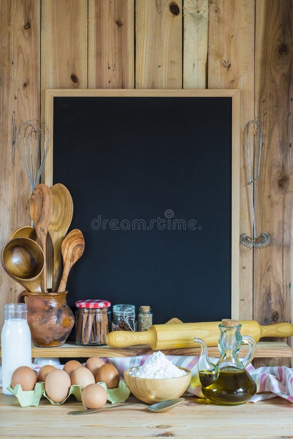 Chalkboard With Copy Space And Pastry Ingredients Stock Photo - Image ...
