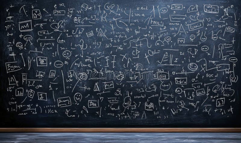 A Chalkboard Covered in Complex Mathematical Equations and Scientific ...