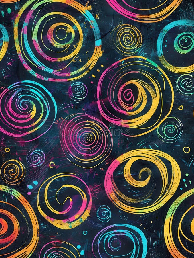 A Chalkboard is Decorated with Vibrant Spirals and Abstract Shapes ...