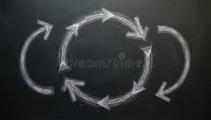 Chalkboard Diagram Illustrating Cyclic Time Management with Arrows ...