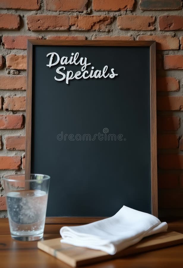Chalkboard Display for daily Specials in Rustic Restaurant Setting. AI ...