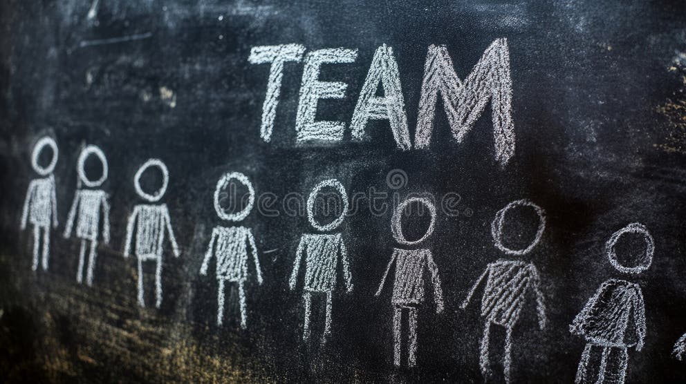 Chalkboard Drawing of Figures Under the Word Team . Stock Image - Image ...